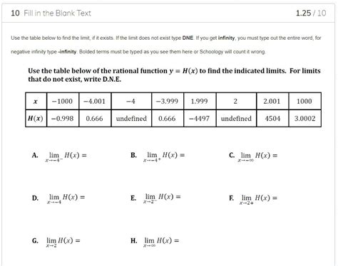 Answered Use The Table Below To Find The Limit If It Exists If The