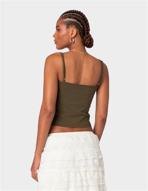 Edikted Deanna Tank Top Dk Green Tillys