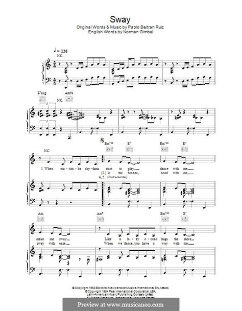Sway Quien Sera By P B Ruiz Sheet Music On MusicaNeo