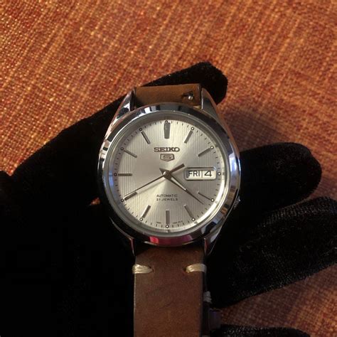 Seiko Snkl15 With Upgraded Genuine Leather Strap Mens Fashion