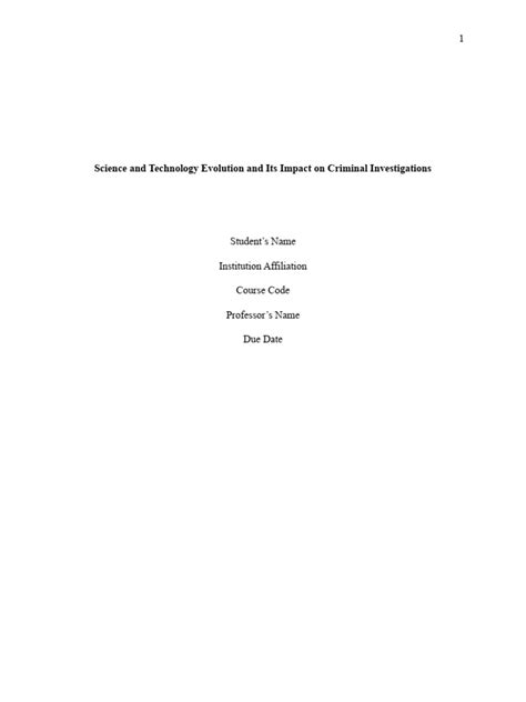 Science And Technology Evolution And Its Impact On Criminal