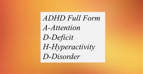 Adhd Full Form What Is The Full Form Of Adhd