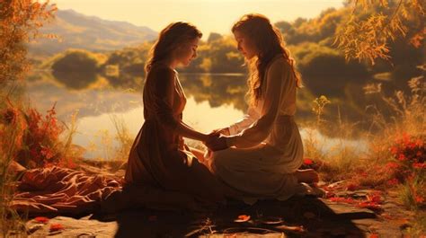 Premium Ai Image Lesbian Lover Couple Holding Hands In Warm Afternoon