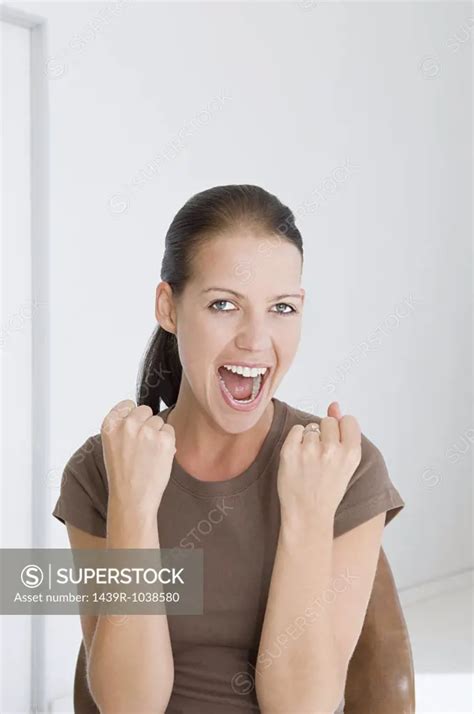 Woman Cheering Superstock
