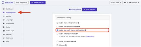 Enable Microsoft Teams Notifications In Your Status Page Statuspal
