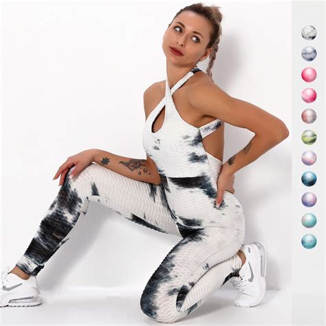 Sexy Cross Tie Dye Beautiful Back Yoga Suit Female Fitness Sports