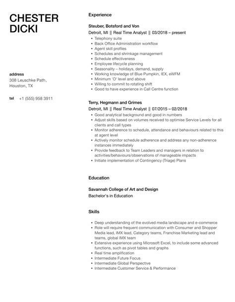 Real Time Analyst Resume Samples Velvet Jobs