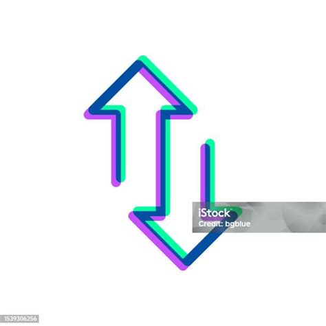 위아래 전송 화살표 흰색 배경에 두 가지 색상이 오버레이된 아이콘 3차원 형태에 대한 스톡 벡터 아트 및 기타 이미지 3차원 형태 개념 공란 Istock