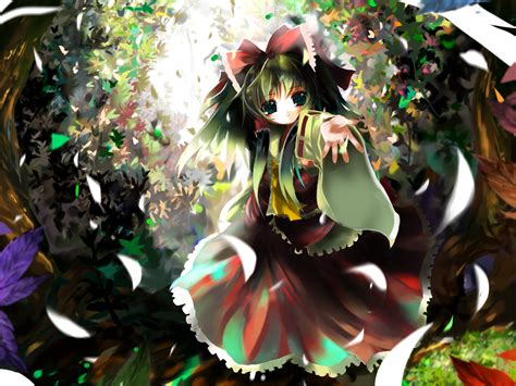 Blue Eyes Bow Green Hair Hakurei Reimu Japanese Clothes Long Hair Miko