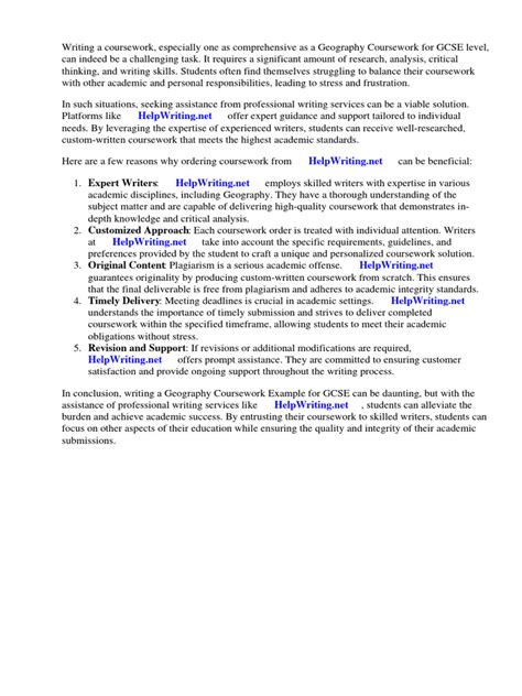 Geography Coursework Example Gcse Pdf Expert Geography