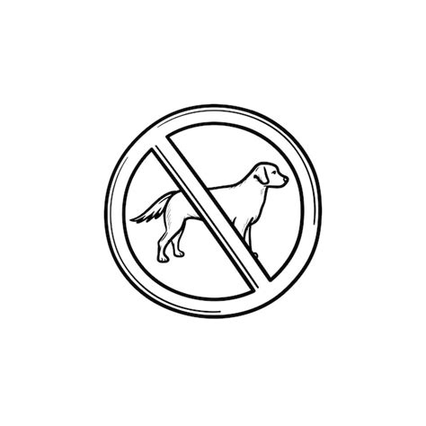 Geen Hond Toegestaan Teken Hand Getrokken Schets Doodle Pictogram Hond