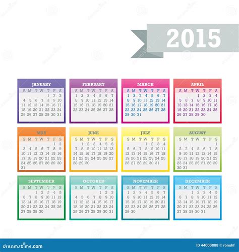 Vector Colorido De 2015 Calendarios Ilustración Del Vector