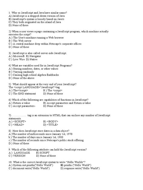 Aitt Mcq Javascript Pdf Java Script Cyberspace