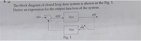solved the block diagram of closed loop data system is shown