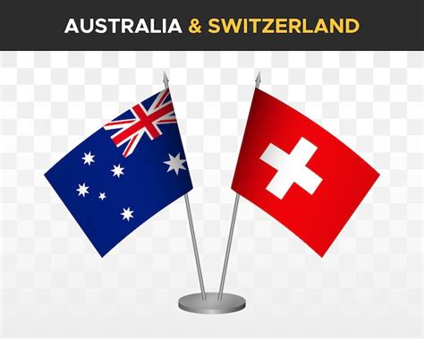Premium Vector Australia Vs Switzerland Desk Flags Mockup Isolated 3d
