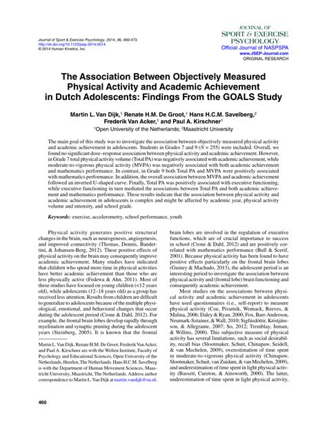 Pdf The Association Between Objectively Measured Physical Activity