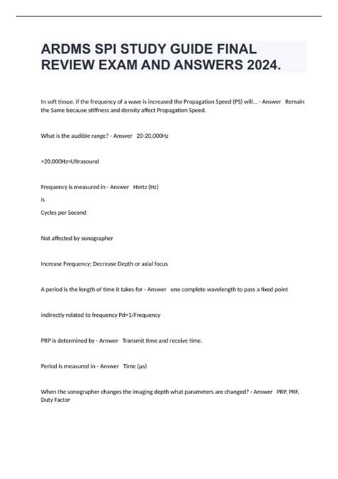 ARDMS SPI STUDY GUIDE FINAL REVIEW EXAM AND ANSWERS ARDMS SPI Stuvia US