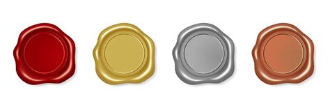 빨간색과 금색 왁스 씰 스탬프 실버 또는 플래티넘 인증서 씰 사실적인 왁스 메달리온 시그니처 스탬프 밀봉 된 문자 라벨 벡터 세트 왁스에 대한 스톡 벡터 아트 및 기타