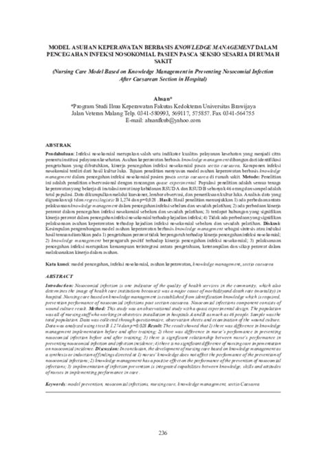 Pdf Model Asuhan Keperawatan Berbasis Knowledge Management Dalam