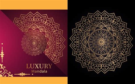 자신을 위한 금색의 고급 장식용 만다라 디자인 배경 프리미엄 벡터