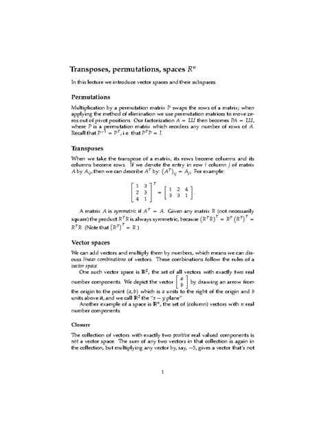 06transposes Permutations Vector Spaces Transposes Permutations
