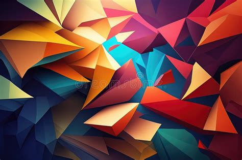 Triangular Geometric Background With Vibrant Overlapping Shapes Stock Illustration