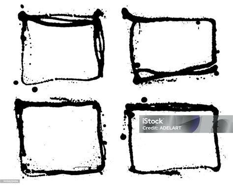 그런 지 스플래터 프레임 세트 잉크 얼룩 디자인 요소 스프레이는 테두리 컬렉션을 비춥니다 격리 된 액체 얼룩 추상 벡터