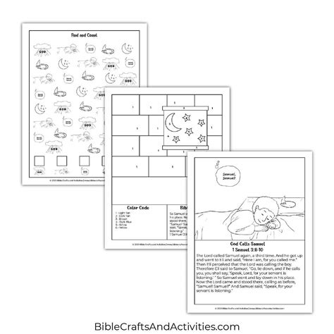 God Calls Samuel Activity Pages Bible Crafts Shop