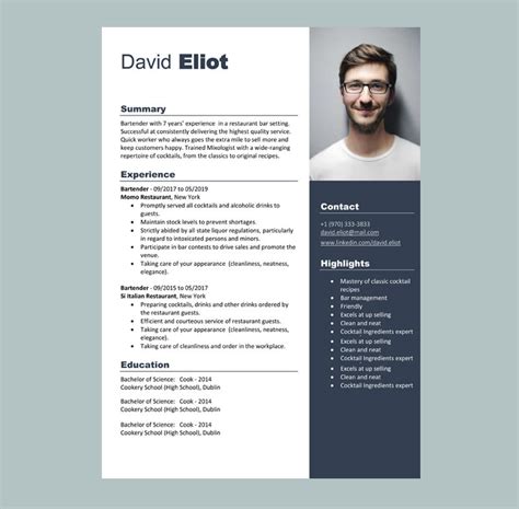 Bartender Resume