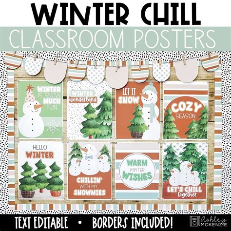 Winter Chill Classroom Posters Holiday Season Theme Easy Seasonal Classroom Decorations Etsy
