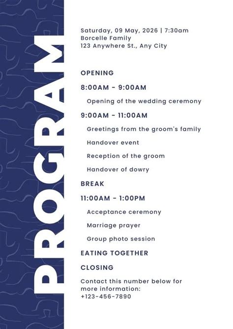 Free Blue And White Printable Wedding Program Template Canva