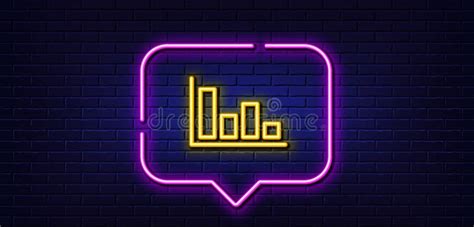 Histogram Chart Line Icon Financial Graph Neon Light Speech Bubble