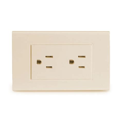 Tomacorriente Doble Americano De Plástico Beige Orange Potencia Tus