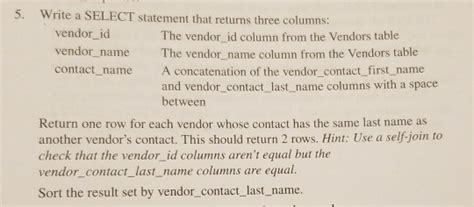 solved 5 write a select statement that returns three