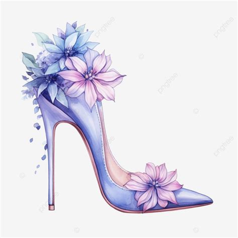 Watercolor Stiletto Heel With Flowers Flower Design Isolated Png