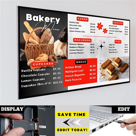 Editable Bakery Menu Board Template Easy Canva Design For Custom