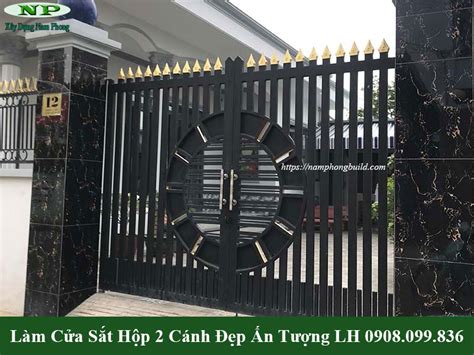 Mẫu Cổng Sắt Hộp 2 Cánh đẹp Hiện đại Cửa Cổng Sắt Hộp 2 Cánh đơn Giản