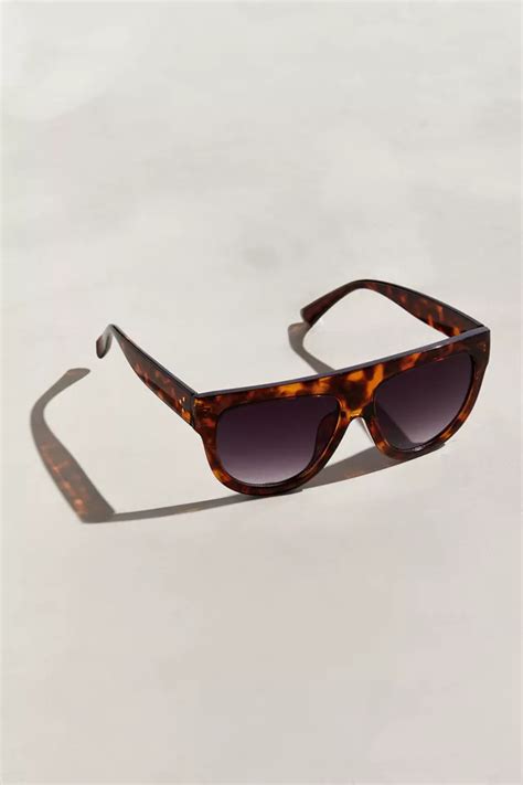 Round Oversized Flat Brim Sunglasses Urban Outfitters