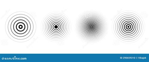 Concentric Ripple Circles Set Sonar Or Sound Wave Rings Collection