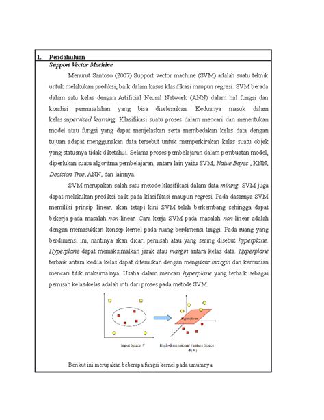 Komputasi Statistik Support Vector Machine 1 Pendahuluan Support Vector Machine Menurut