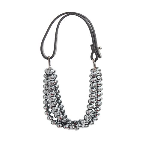 Lyst Brunello Cucinelli Hematite Bead Threestrand Necklace In