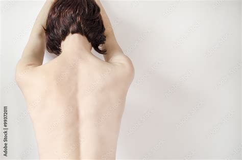 Sports Woman With Naked Back Isolated On The White Background Back