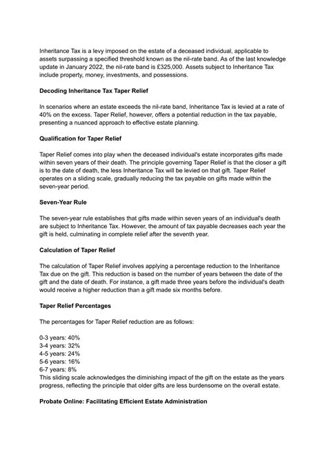 PPT How Does Inheritance Tax Taper Relief Work In The United Kingdom