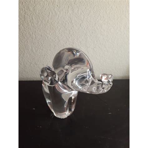 1960s Artist Signed Clear Art Glass Trunk Up Elephant Figurine Chairish