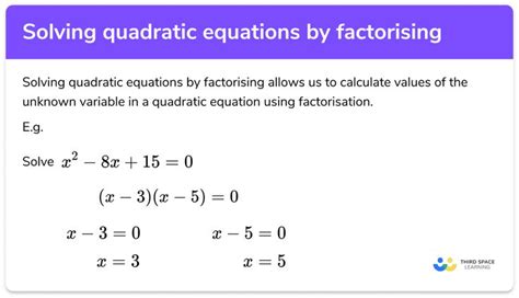 Solving Quadratic Equations By Factorising