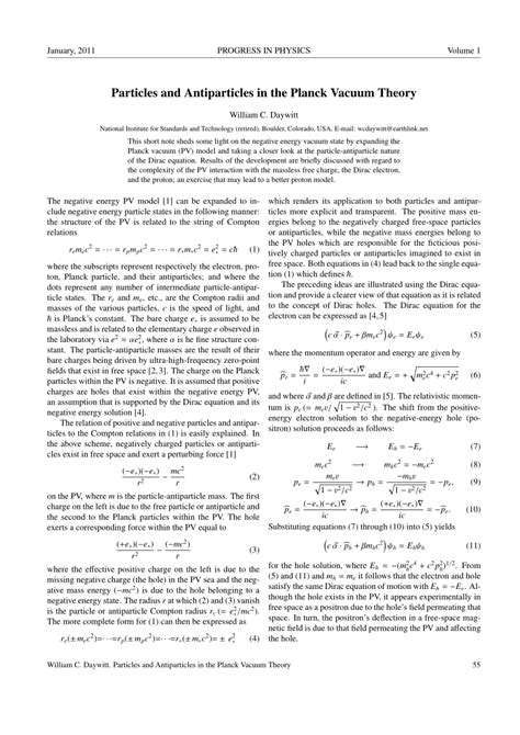Pdf Particles And Antiparticles In The Planck Vacuum Theory