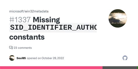Missing `sididentifierauthority` Constants · Issue 1337 · Microsoft