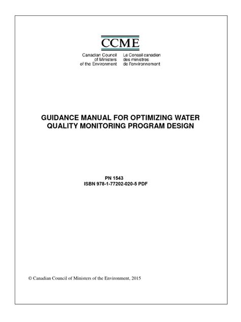 guidance manual for optimizing water quality monitoring program design