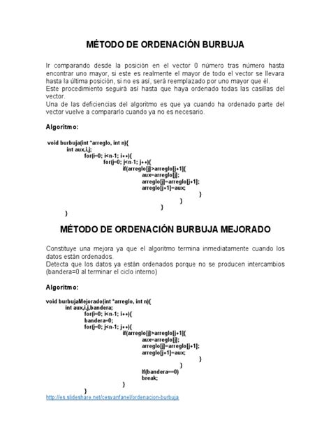 Ordenamiento Burbuja Pdf Algoritmos Conceptos Matemáticos