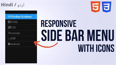 Create Fixed Sidebar Menu Html Css Hindi Urdu Sidebar Menu Using Html Css Side Menu Bar